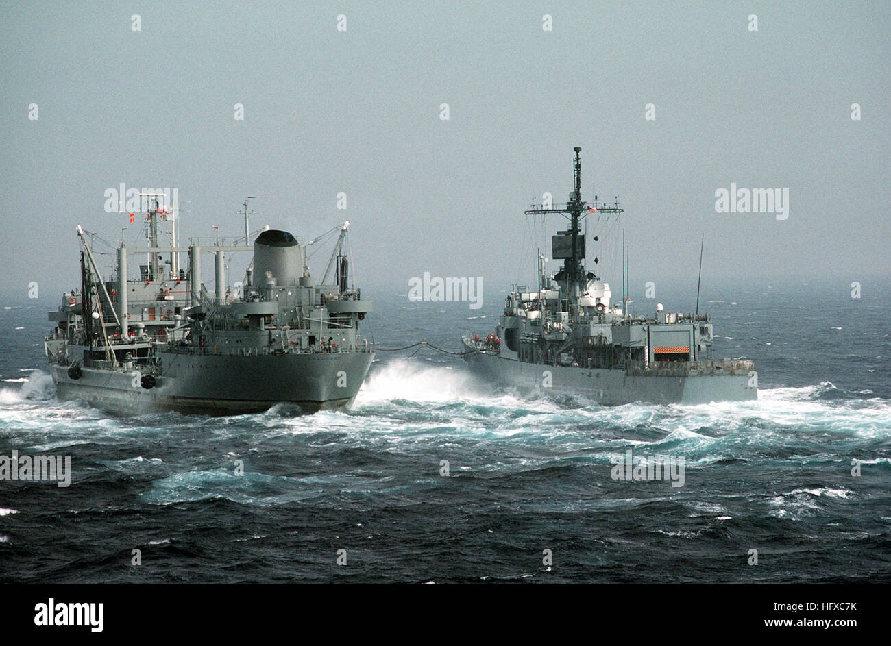 A port quarter view of the Chilean tanker ARAUCANO (AO-53) as it ...