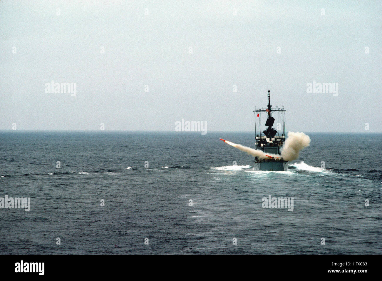 A target drone is launched from the fantail of the guided missile ...