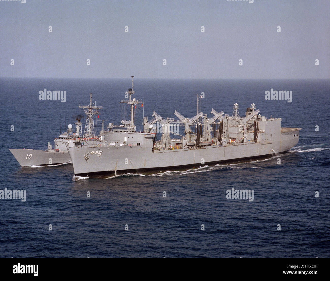 An aerial port bow view of the replenishment oiler USS WABASH (AOR 5 ...