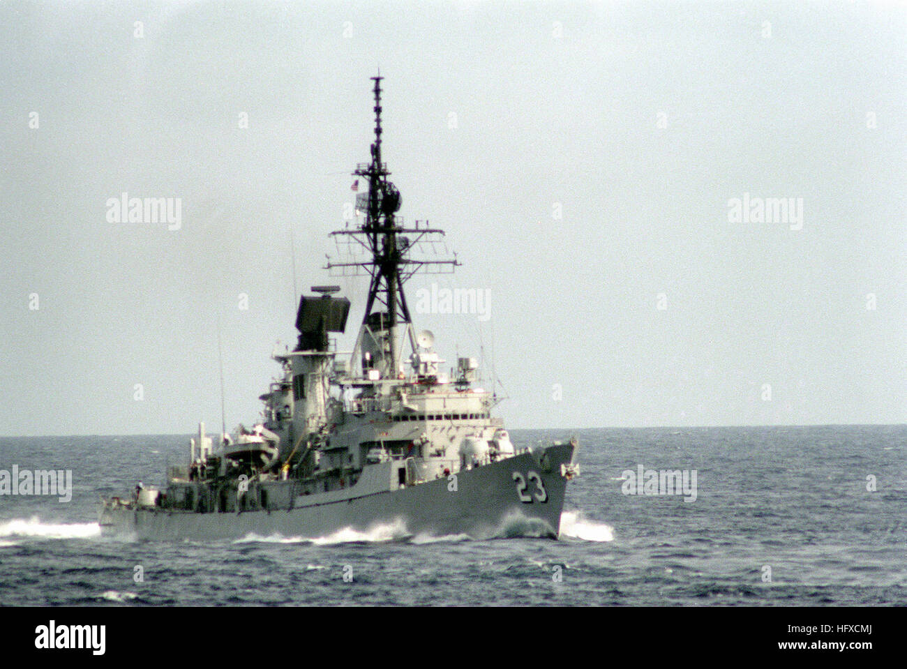 A starboard bow view of the guided missile destroyer USS RICHARD E ...