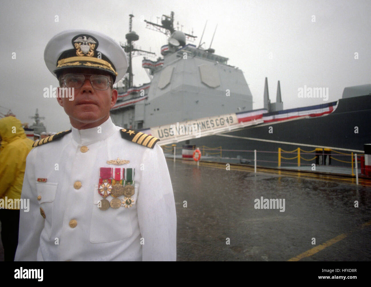 Captain George N. Gee, commanding officer of the Aegis guided missile ...