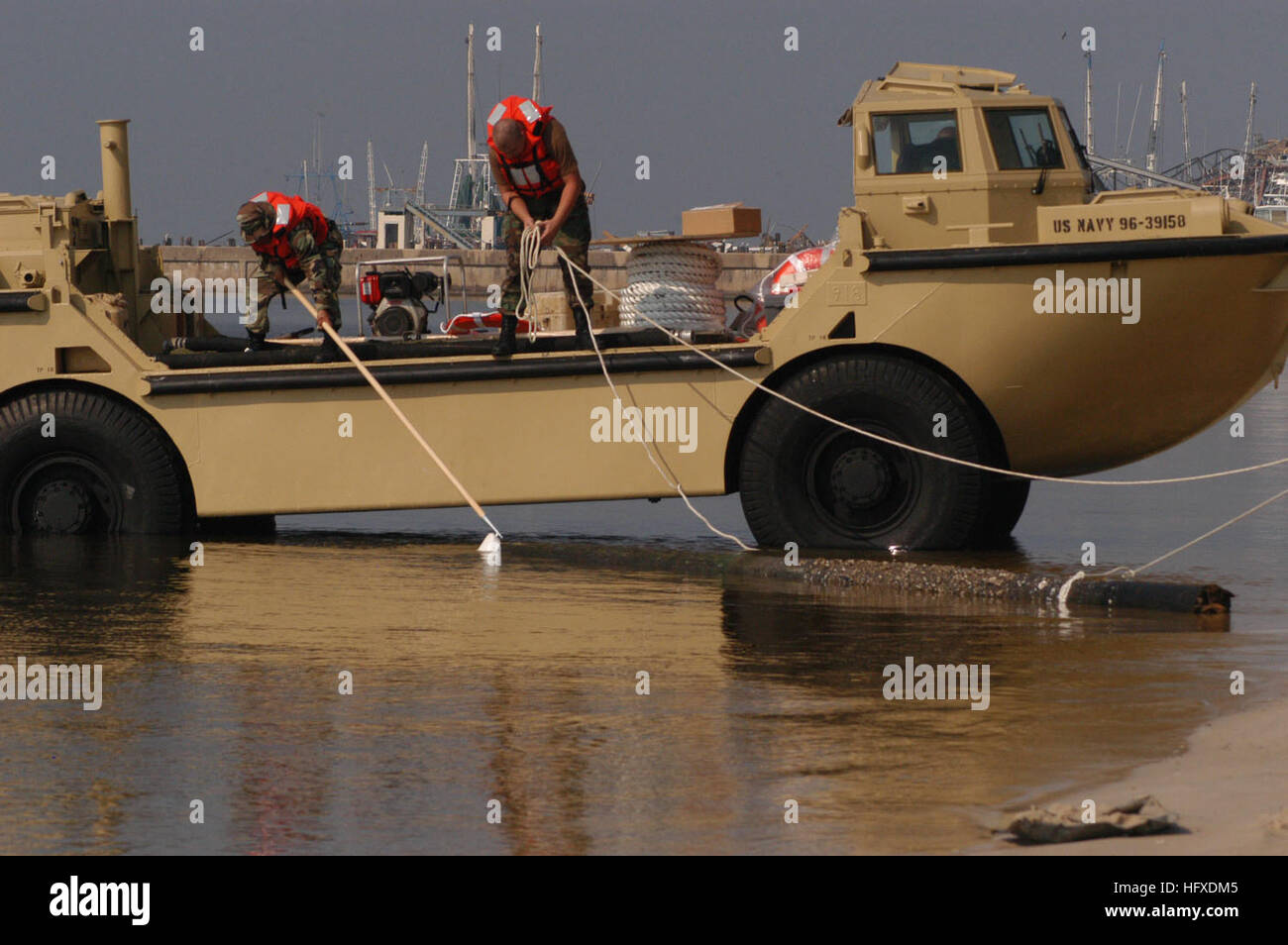 050914-N-0793G-005 Gulf of Mexico (Sept. 14, 2005) - Beachmasters use a ...