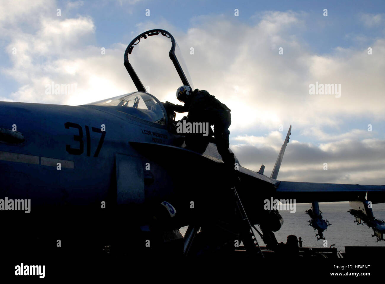 An F/A-18C Hornet pilot from Strike Fighter Squadron 146 (VFA-146), the ...