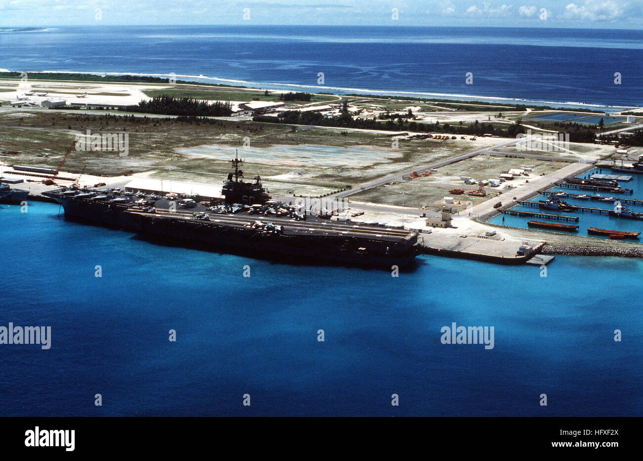 Aerial port quarter view of the Forrestal Class, Aircraft Carrier USS ...