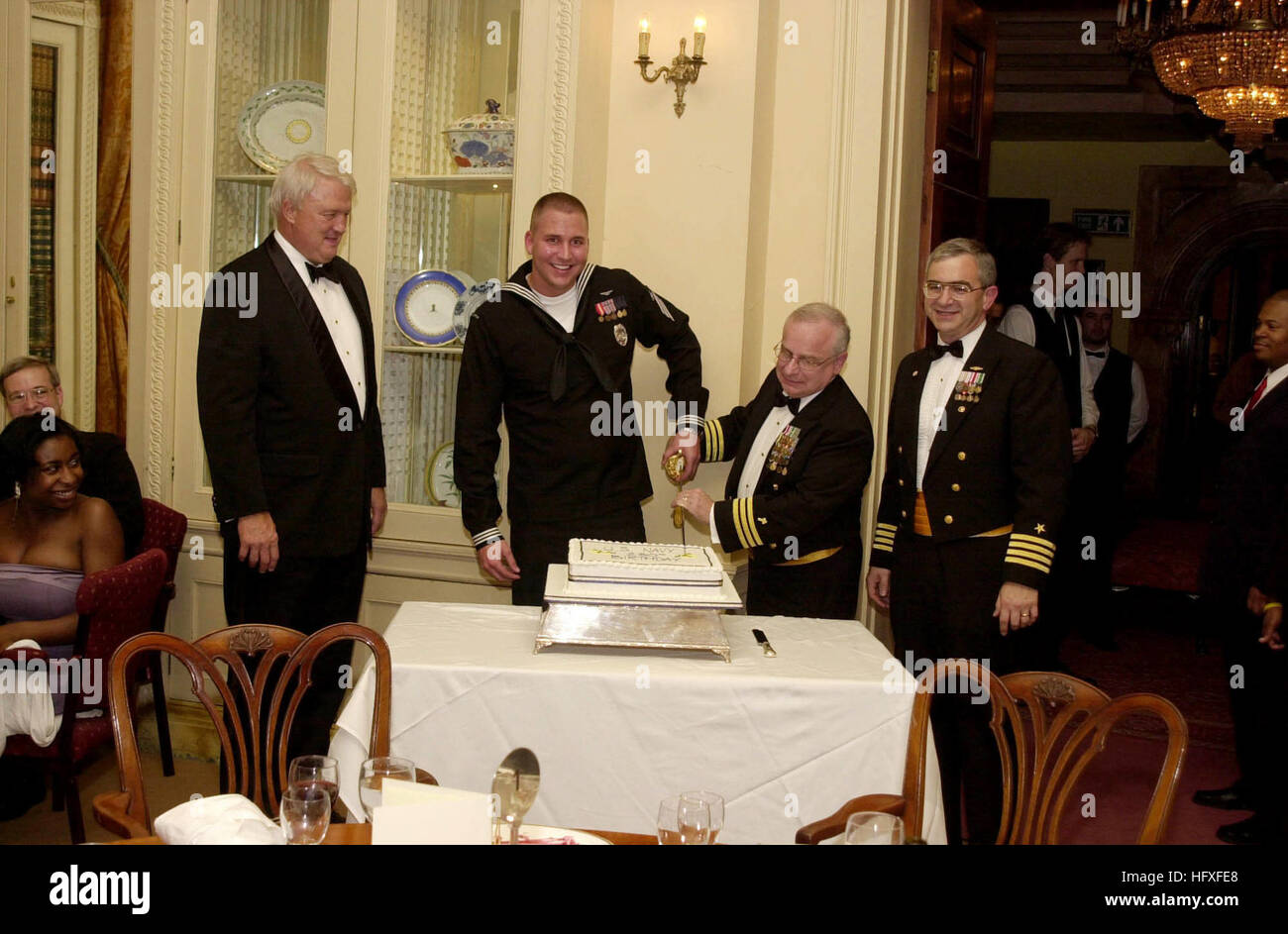 051029-N-9565D-005 London, England (Oct. 29, 2005) Ð From left, retired Rear Adm. Ronald L ...