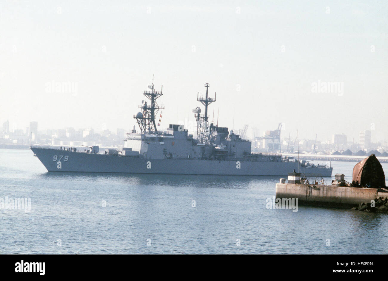 A port bow view of the destroyer USS CONOLLY (DD 979) as the ship lies ...