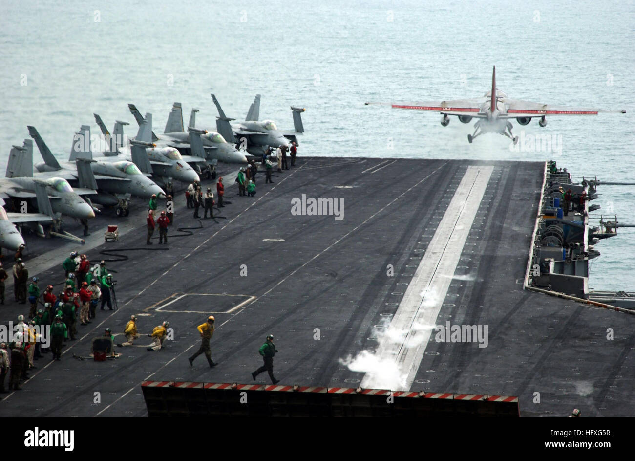 S-3B Viking from Sea Control Squadron 24 ('Scouts') launches from bow ...