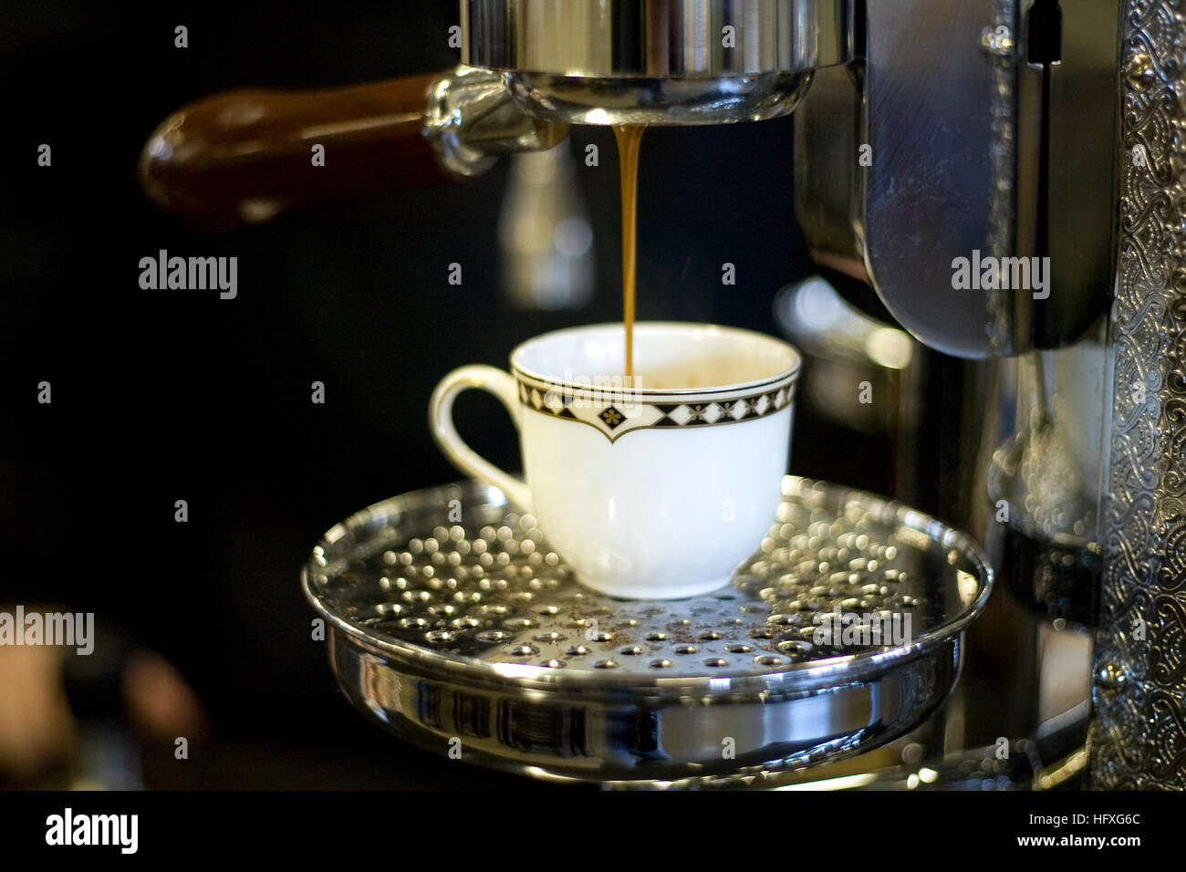 Expresso being made by a barista at a cafe in London Ontario, Canada ...