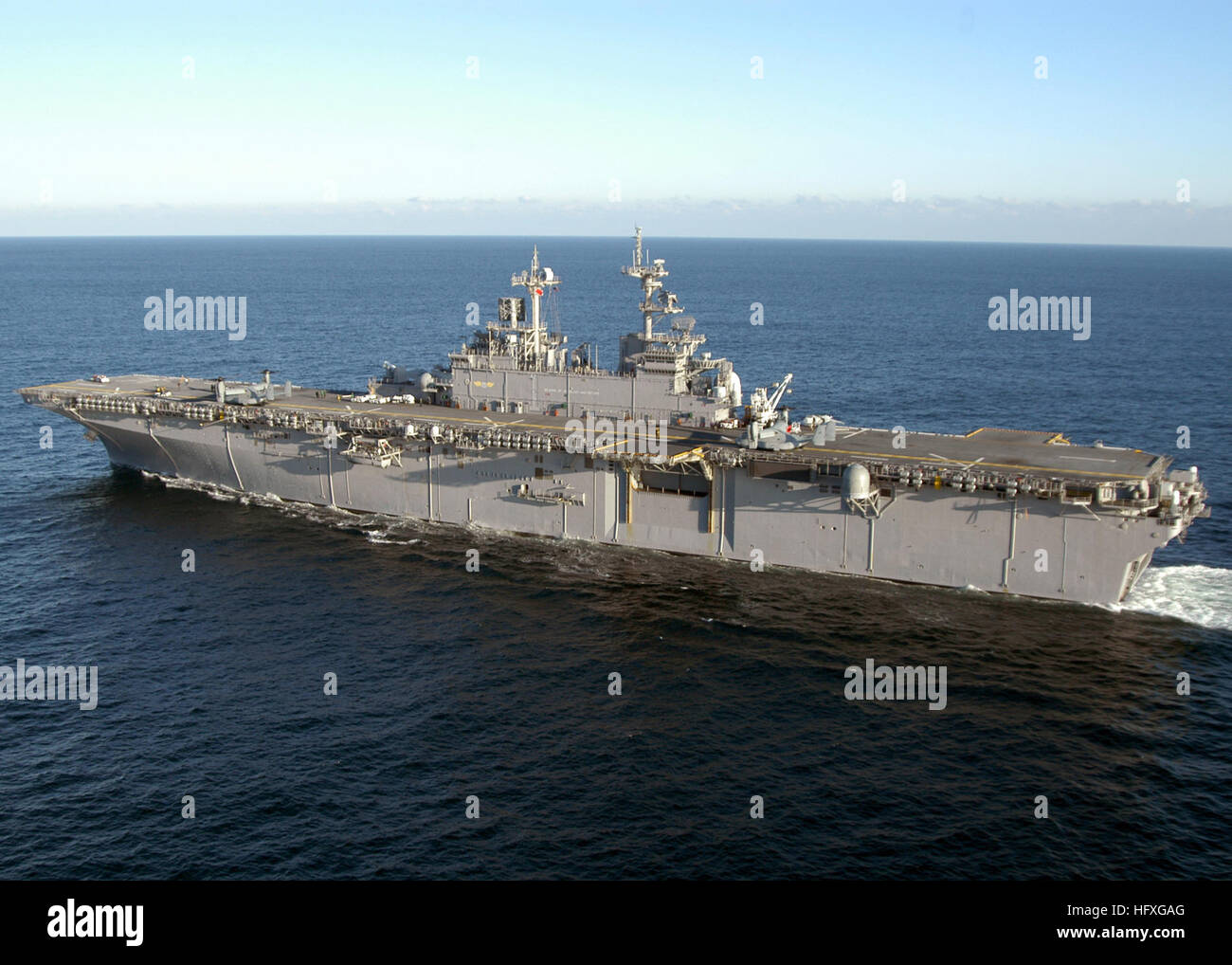 The amphibious assault ship USS Wasp conducts flight operations with MV ...