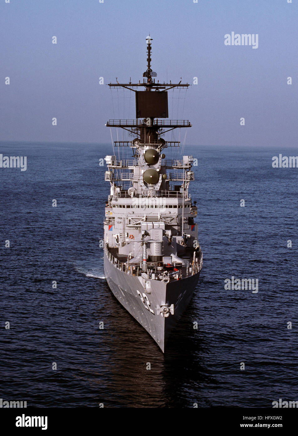 A bow view of the guided missile cruiser USS ENGLAND (CG 22) underway ...