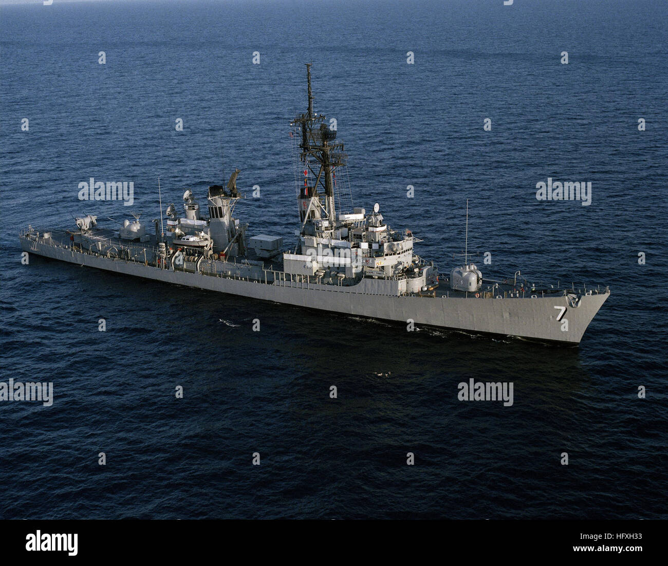 The guided missile destroyer USS Henry B. Wilson (DDG 7) transits off ...