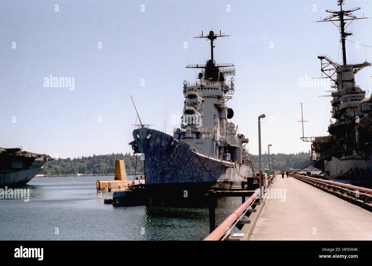 NAVAL SHIPYARD. A port bow view of the guided cruiser USS CHICAGO (CG ...