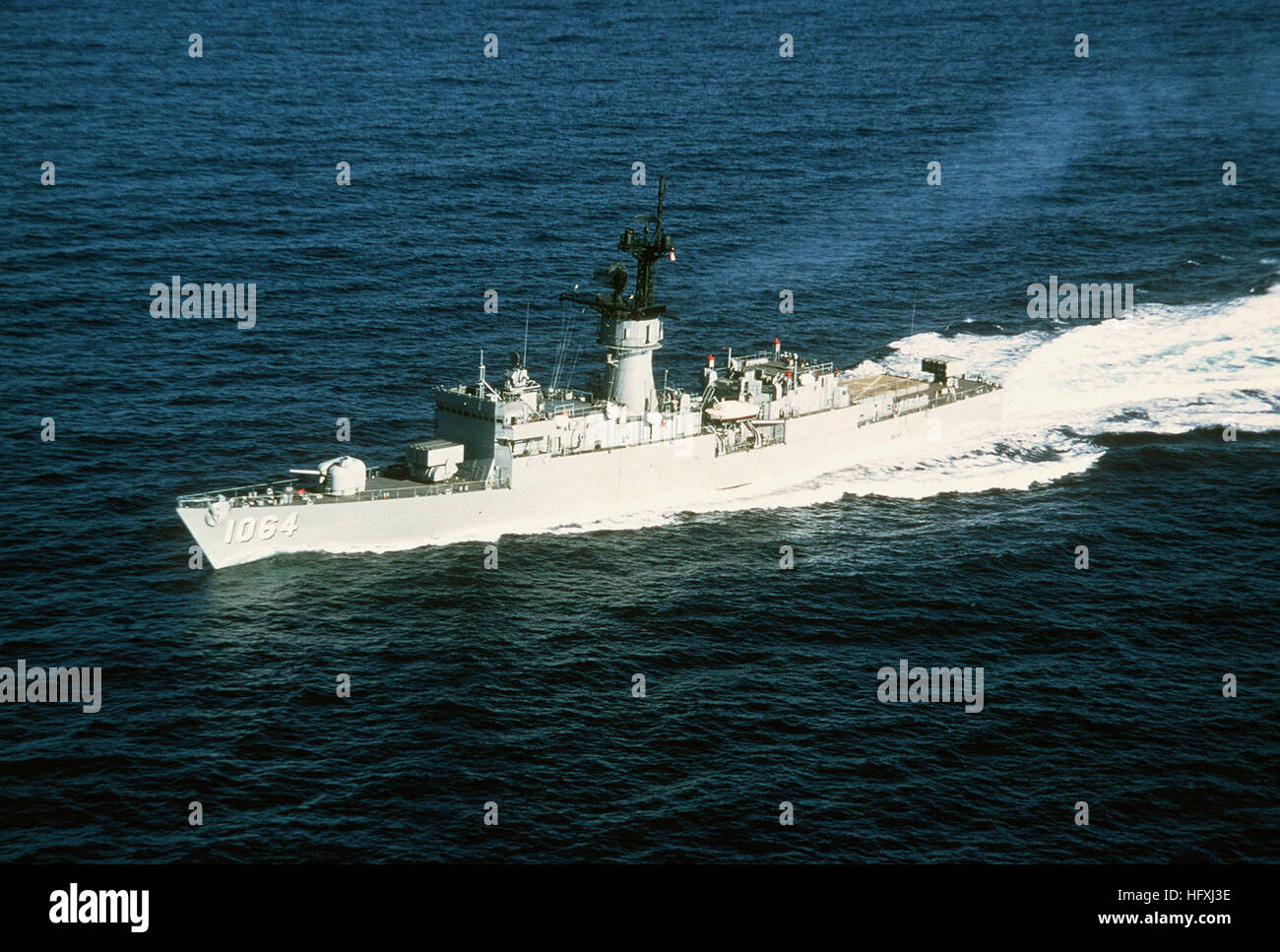 A port view of the frigate USS LOCKWOOD (FF-1064) underway. USS ...
