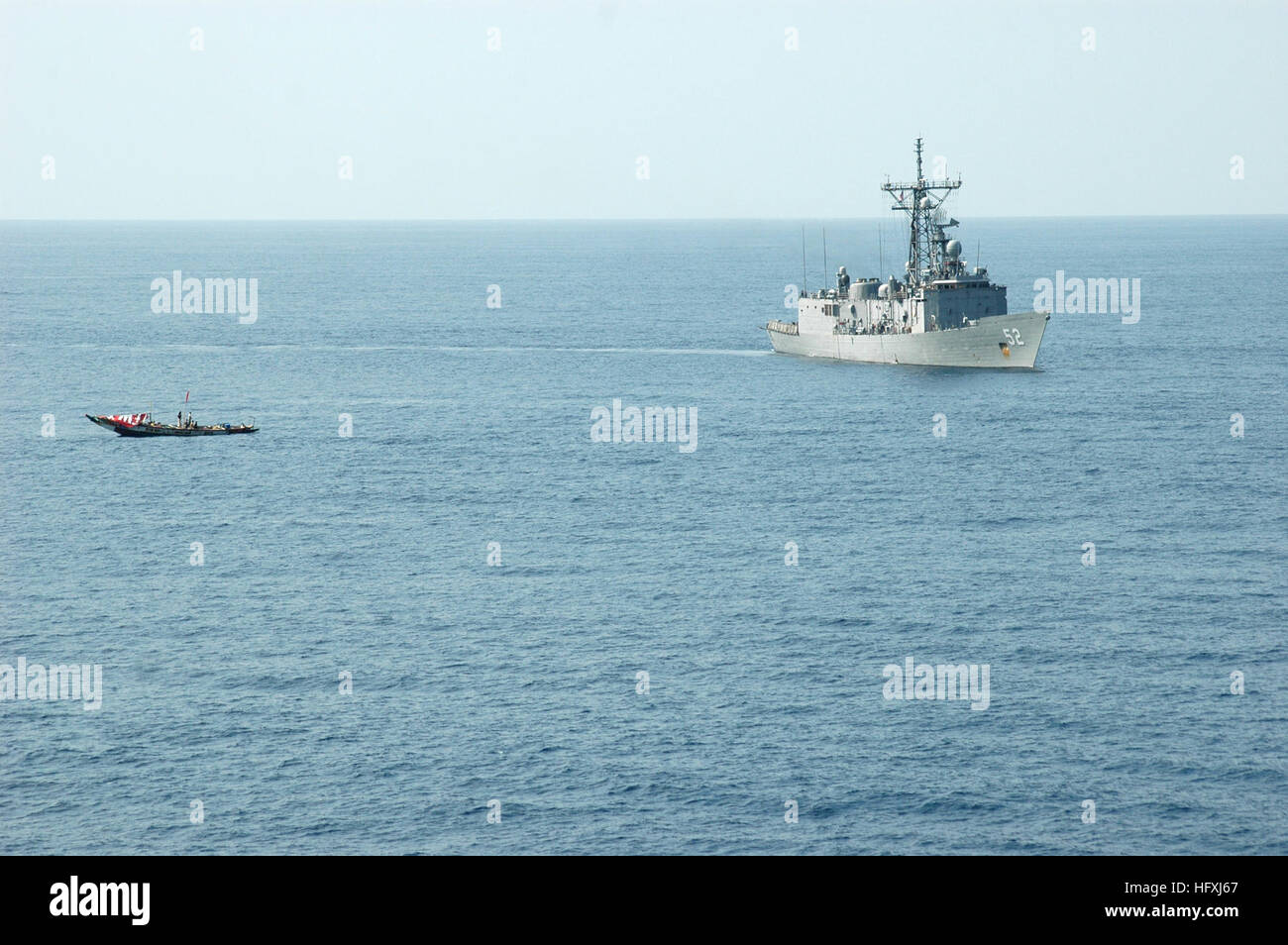 The frigate USS Carr (FFG 52) approaches a distressed vessel off Sierra ...