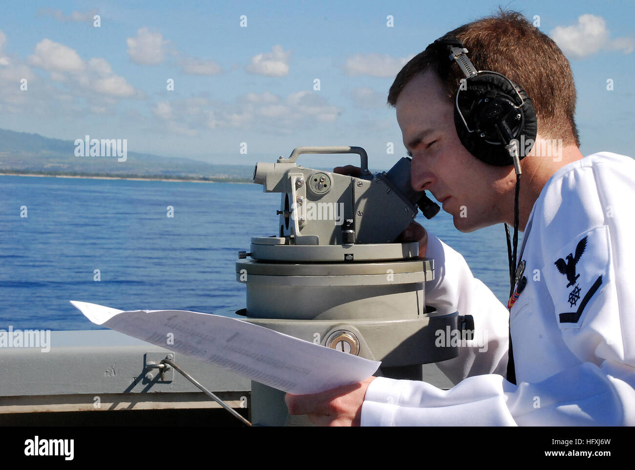 Quartermaster 3rd Class Nickolas Gibson checks bearings as amphibious ...