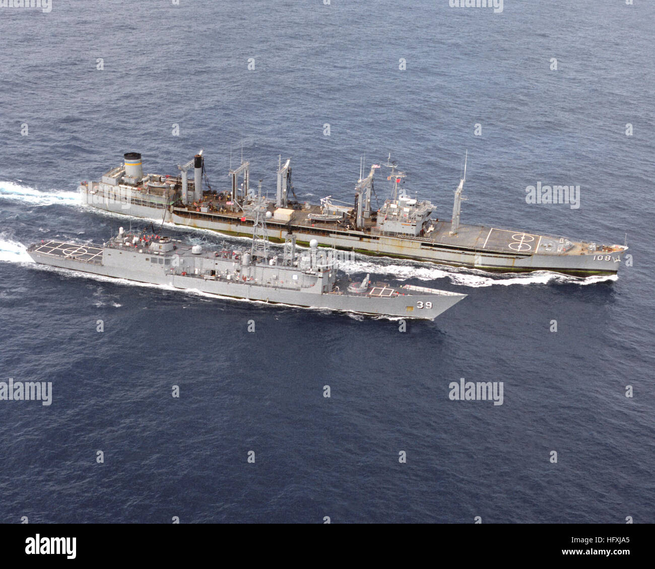 A starboard bow view of the fleet oiler USNS PAWCATUCK (T-AO-108 ...