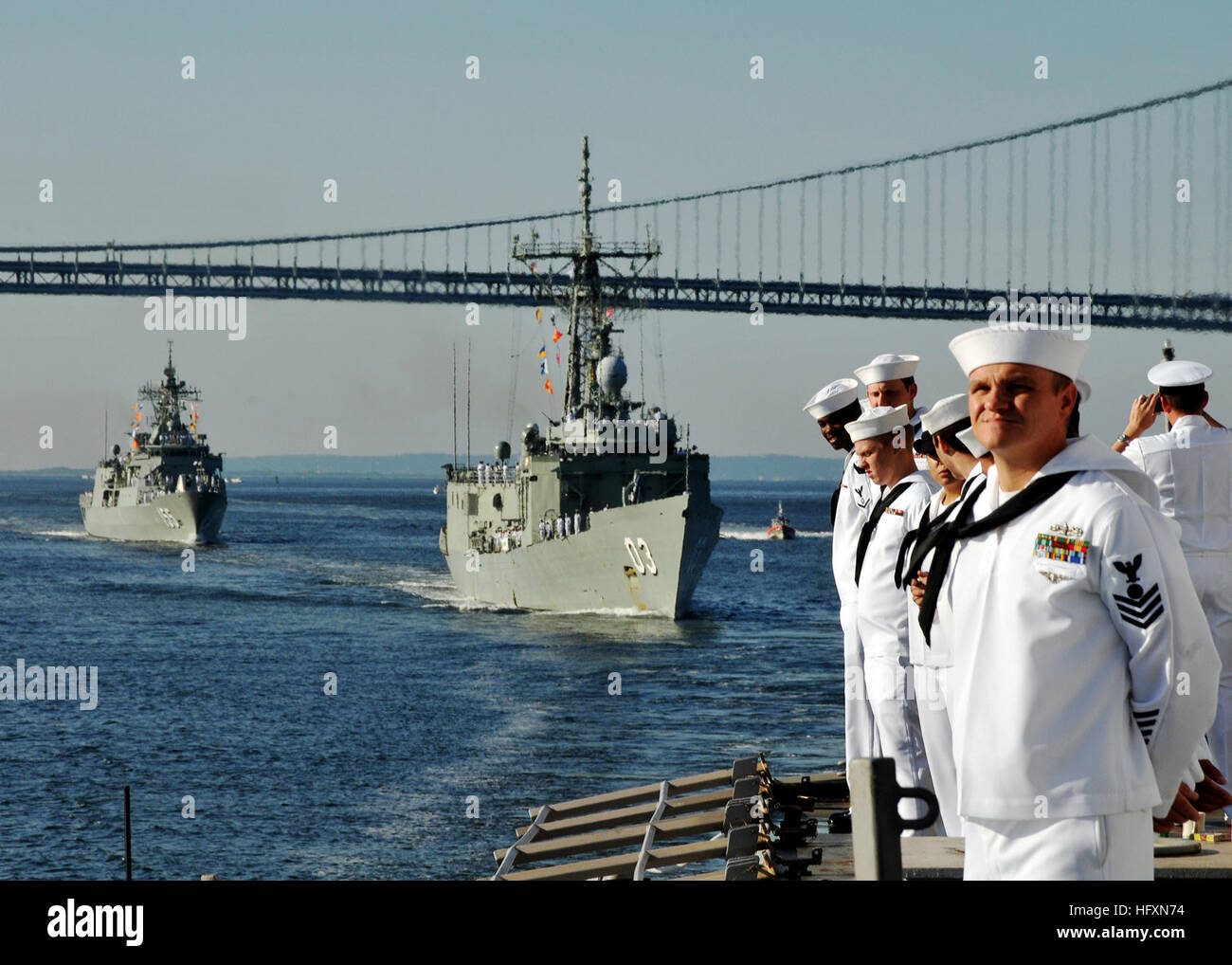 090719-N-4236E-057 NEW YORK (July 19, 2009) Sailors aboard the guided ...