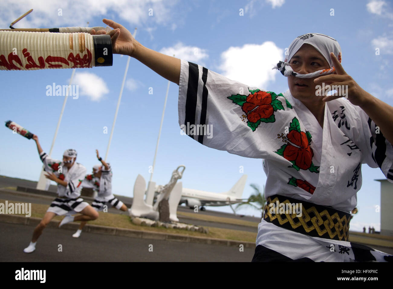 090825-N-5549O-057 IWO JIMA (Aug. 25, 2009) Awa Odori dancers perform a ...