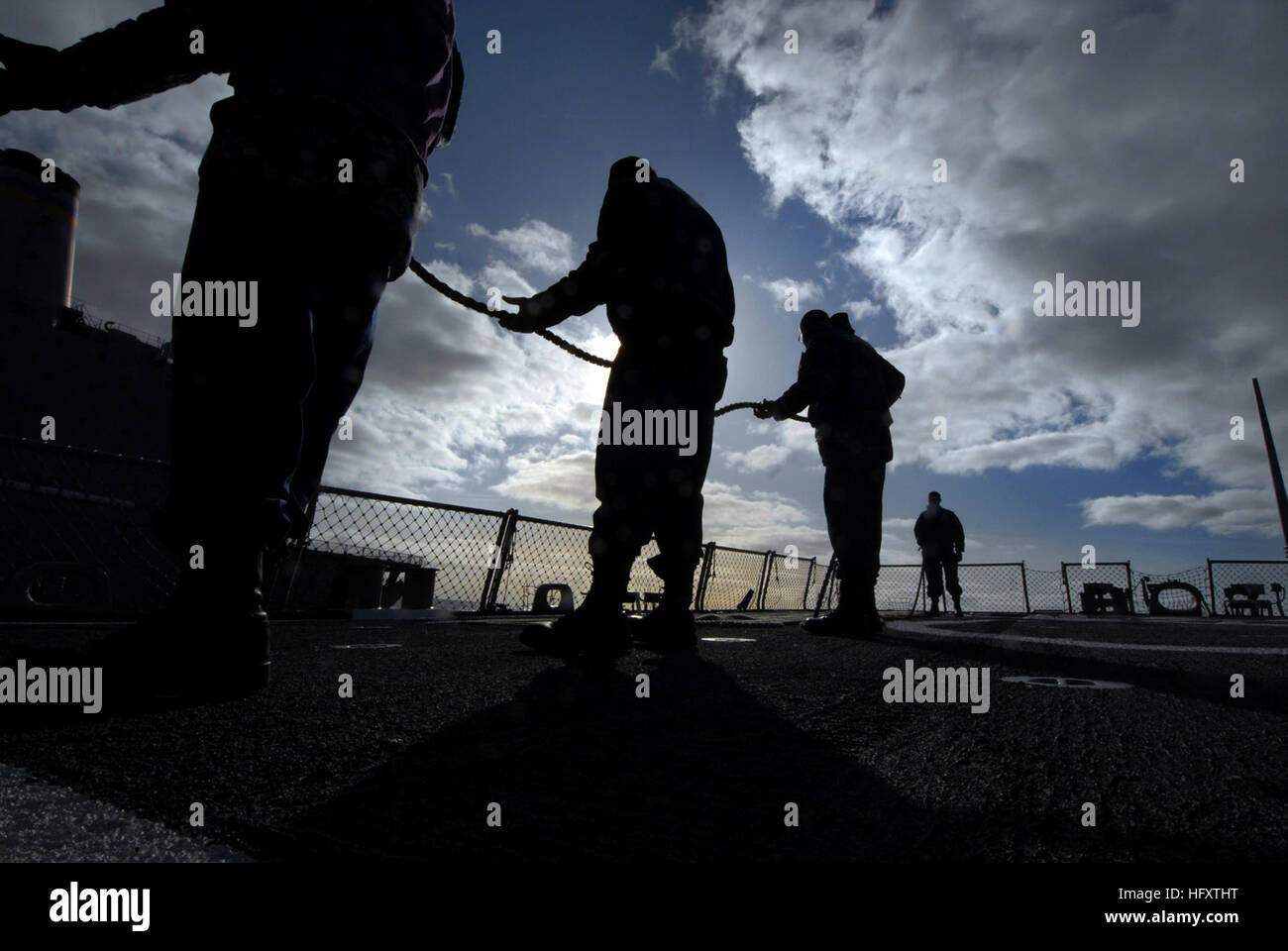 091006-N-1688B-154 ATLANTIC OCEAN (Oct 6, 2009) Sailors aboard the ...