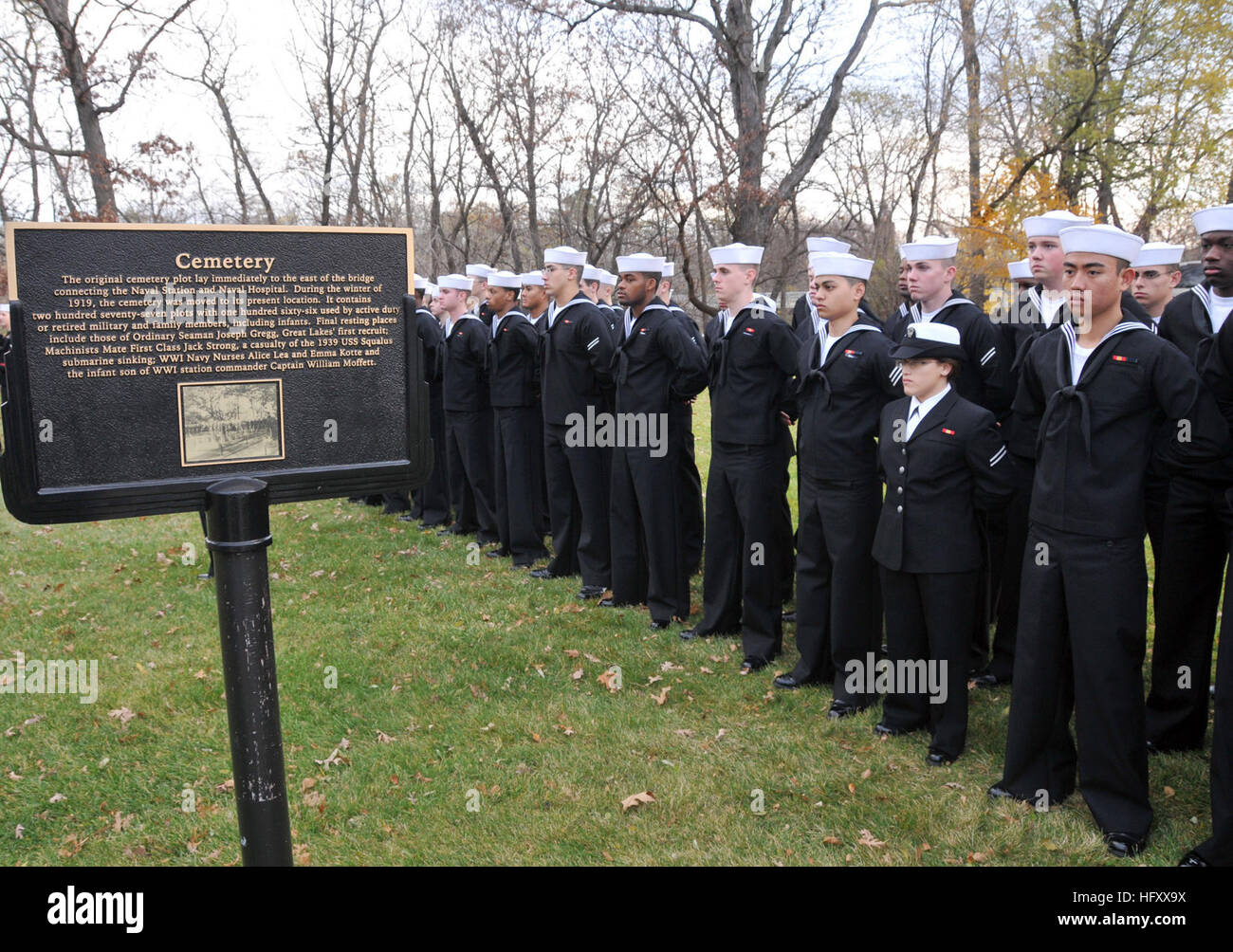 U.S. Sailors with the Naval Hospital Corps School stand in formation ...
