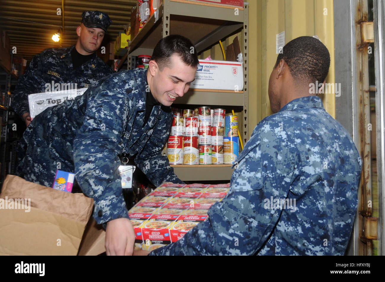 Sailors assigned to the air department of the aircraft carrier USS ...