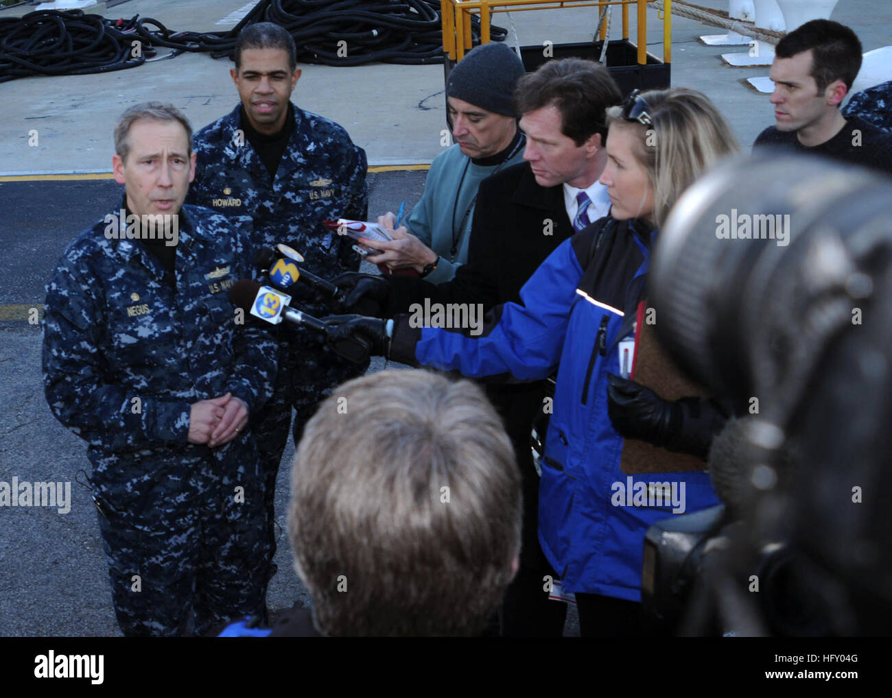 US Navy 100114-N-6764G-005 Capt. Tom Negus responds to questions by ...