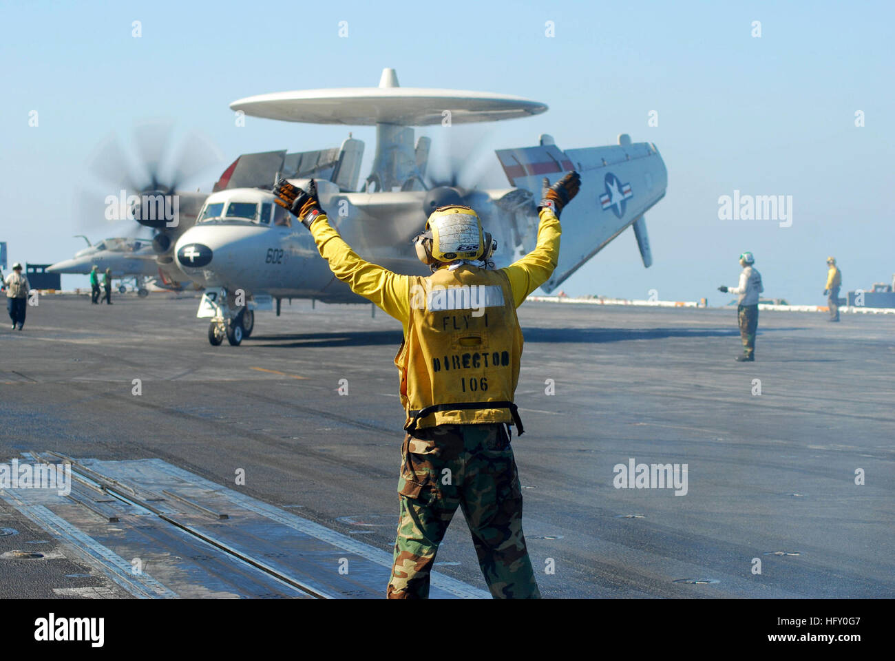 Flight deck director hi-res stock photography and images - Alamy