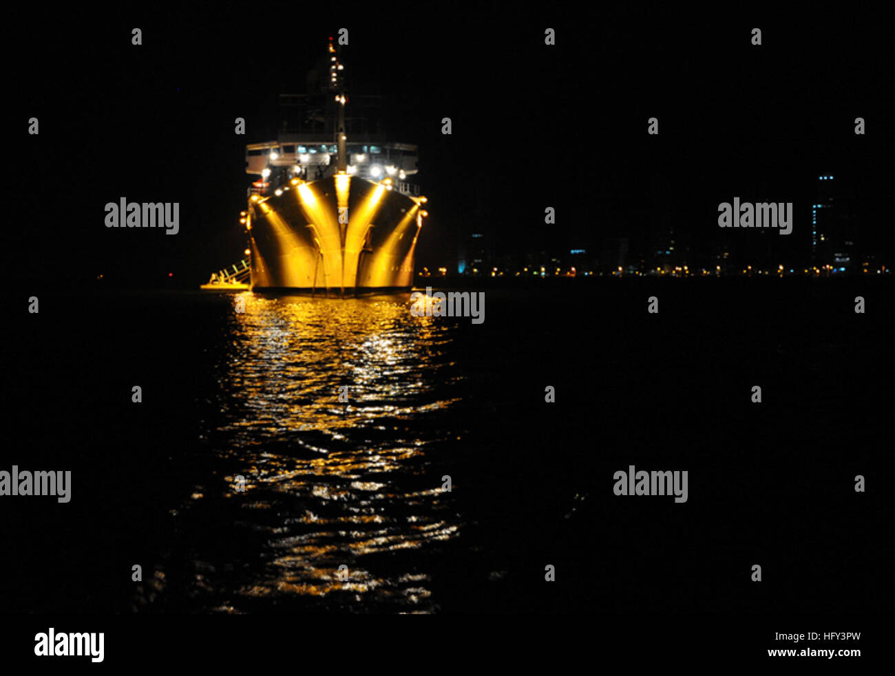 USNS Henson, an oceanographic survey ship, is anchored at Port of ...