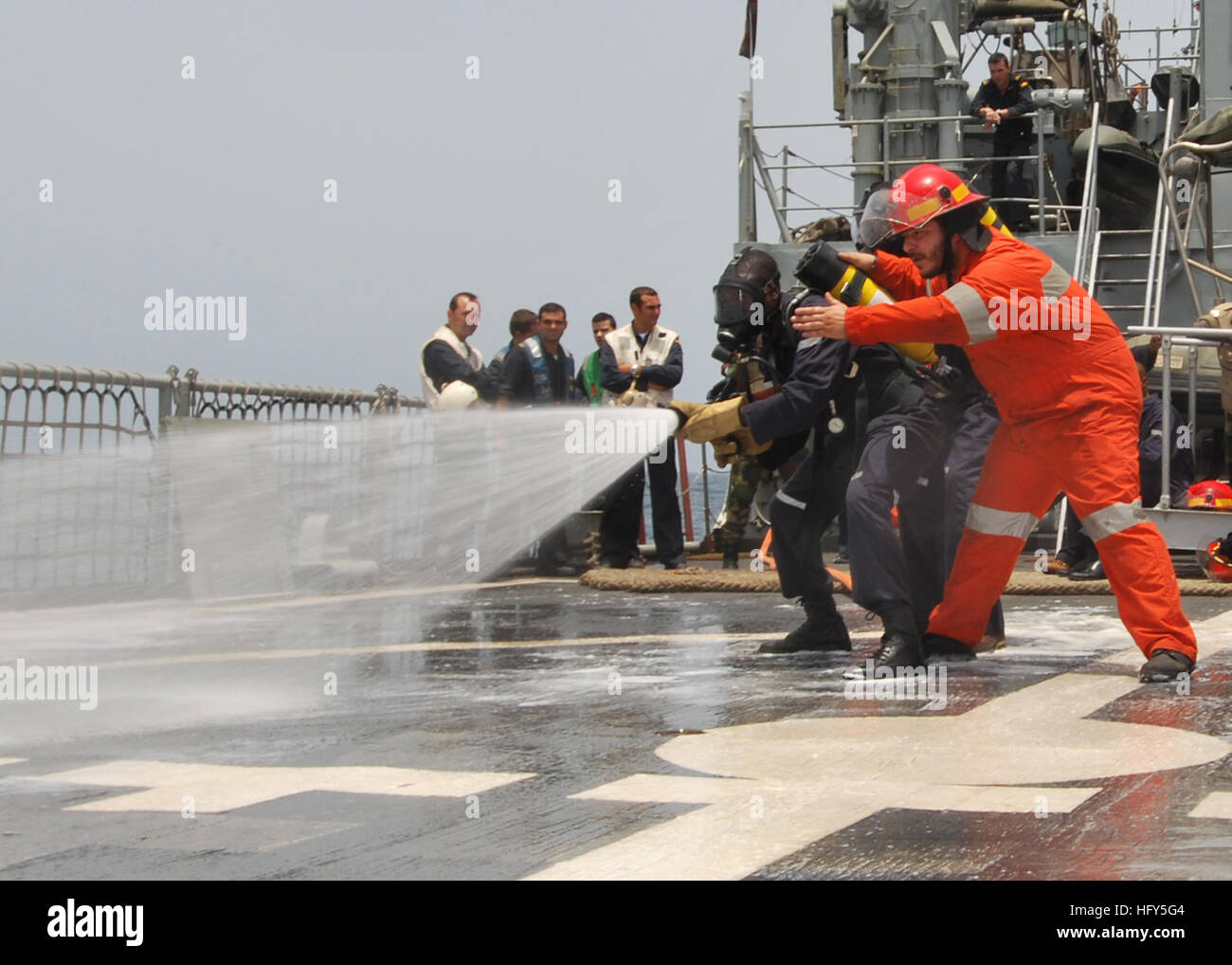 Spanish navy sailors aboard the Spanish Navy Servola-class offshore ...