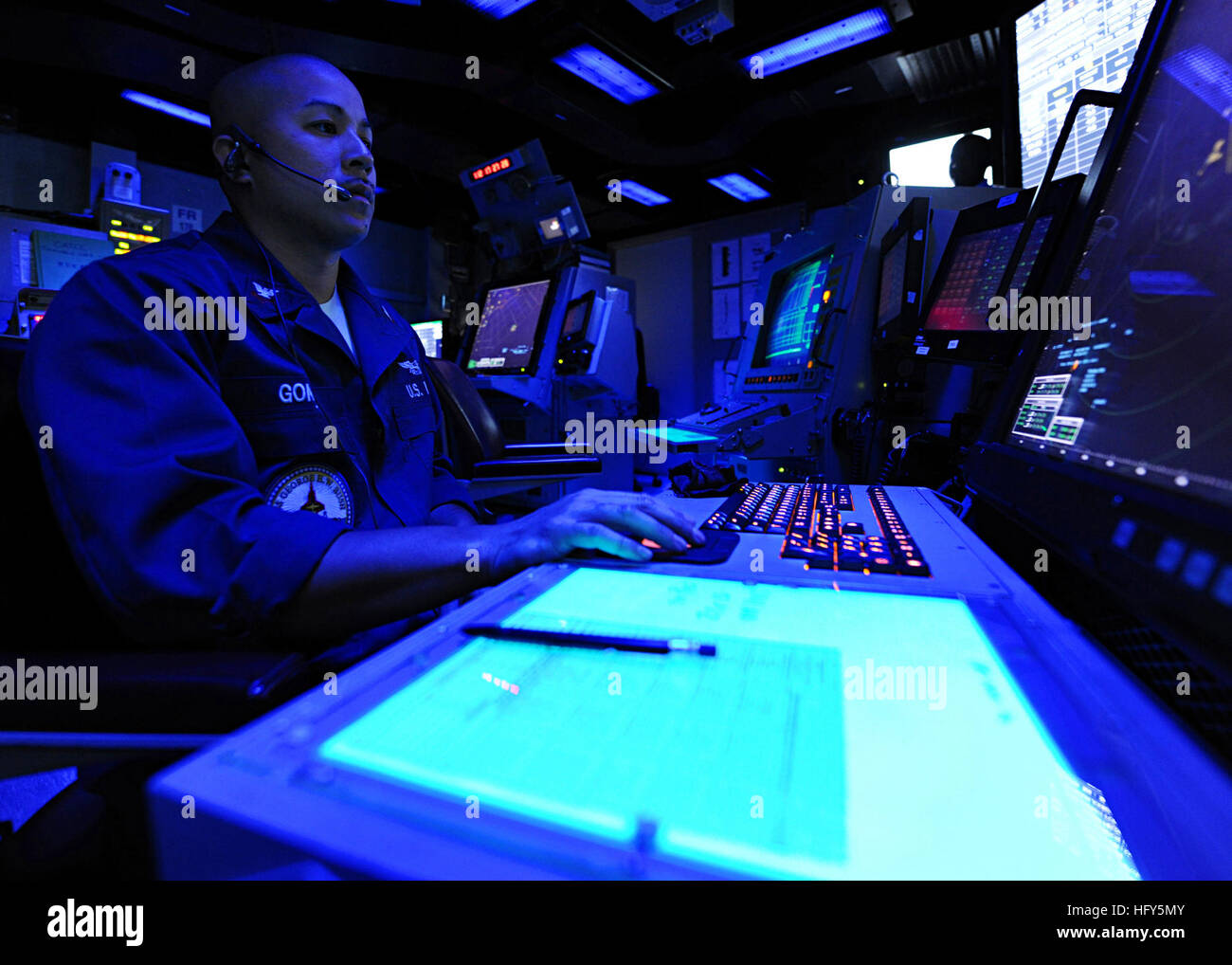 An Air Traffic Controller aboard the aircraft carrier USS George H.W ...