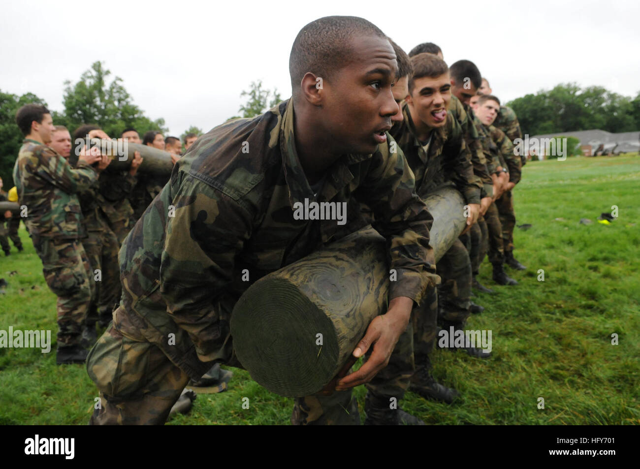 Naval Academy plebes of Company 11 lift modified telephone poles during ...