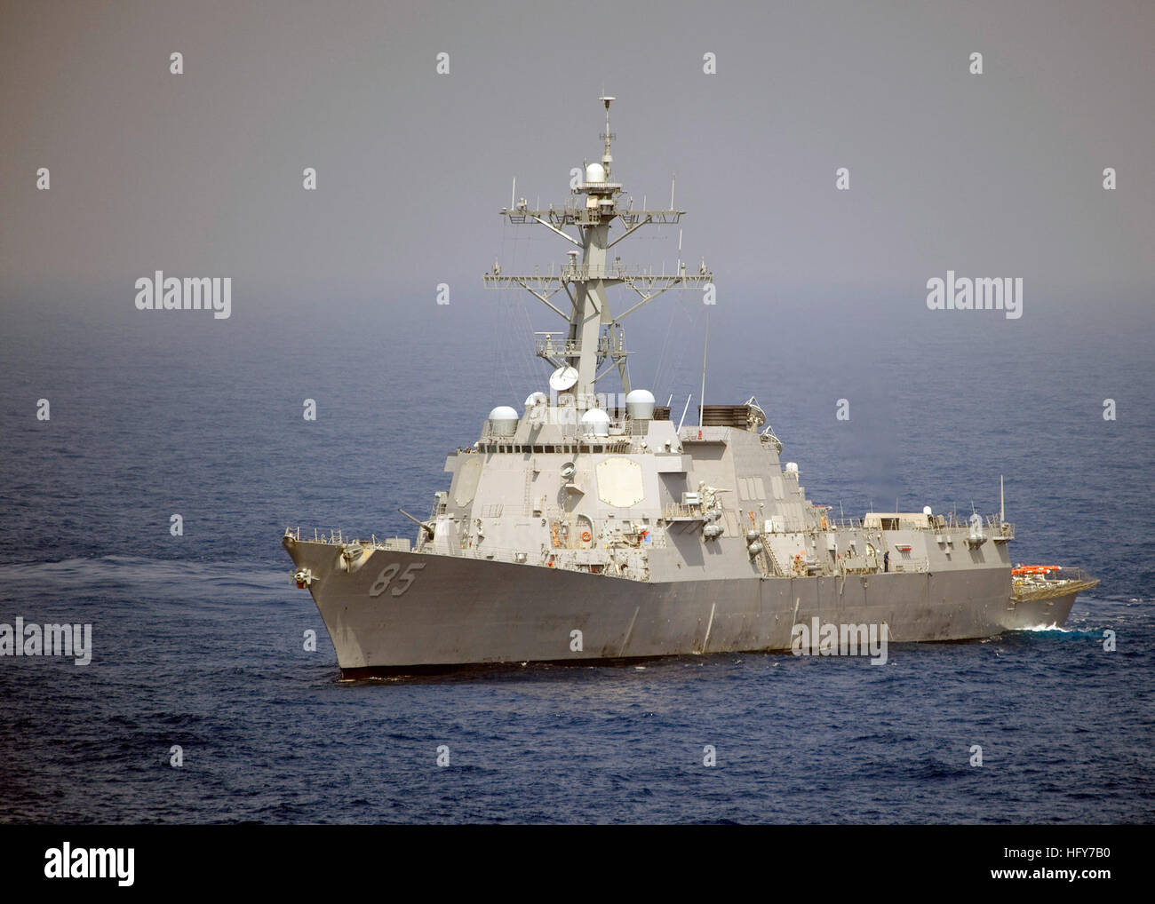 The guided-missile destroyer USS McCampbell transits the western ...