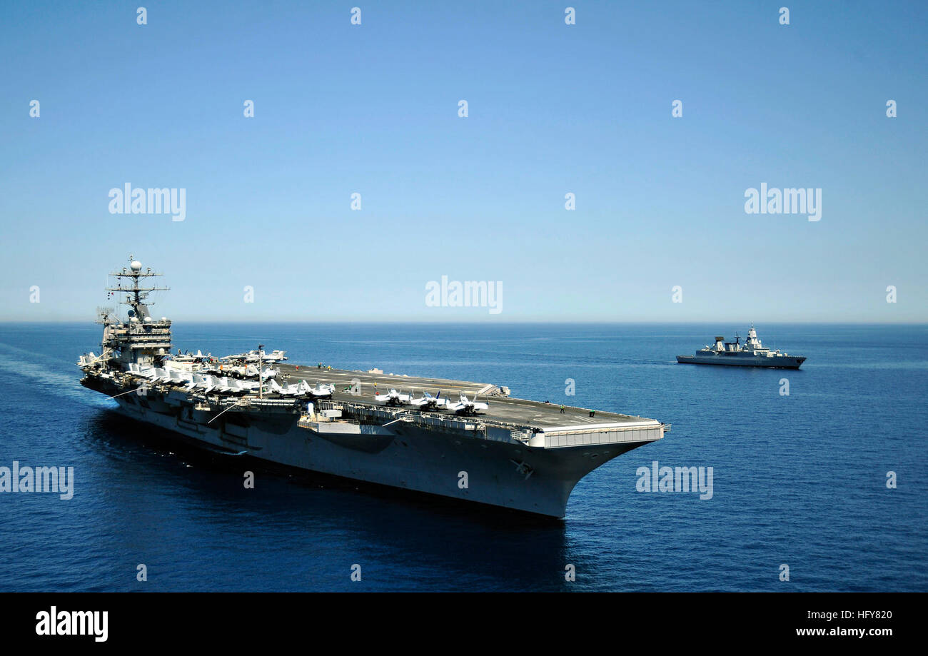 The German navy frigate FGS Hessen (F221) is underway alongside the ...