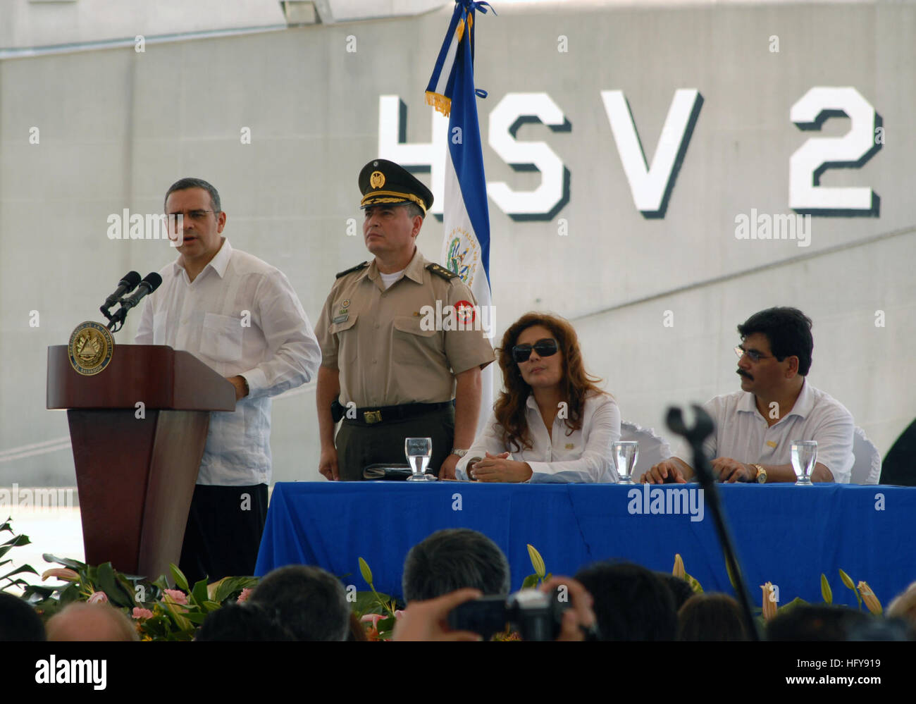 High Speed Vessel Swift (HSV-2) is moored at La Union Port, El Salvador ...