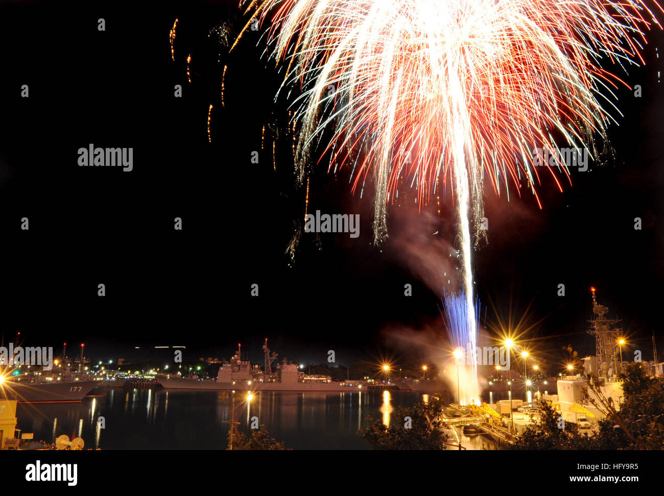 Navy fleet ships fireworks hi-res stock photography and images - Alamy