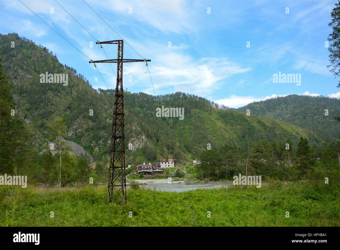 Altai mountains power lines hi-res stock photography and images - Alamy