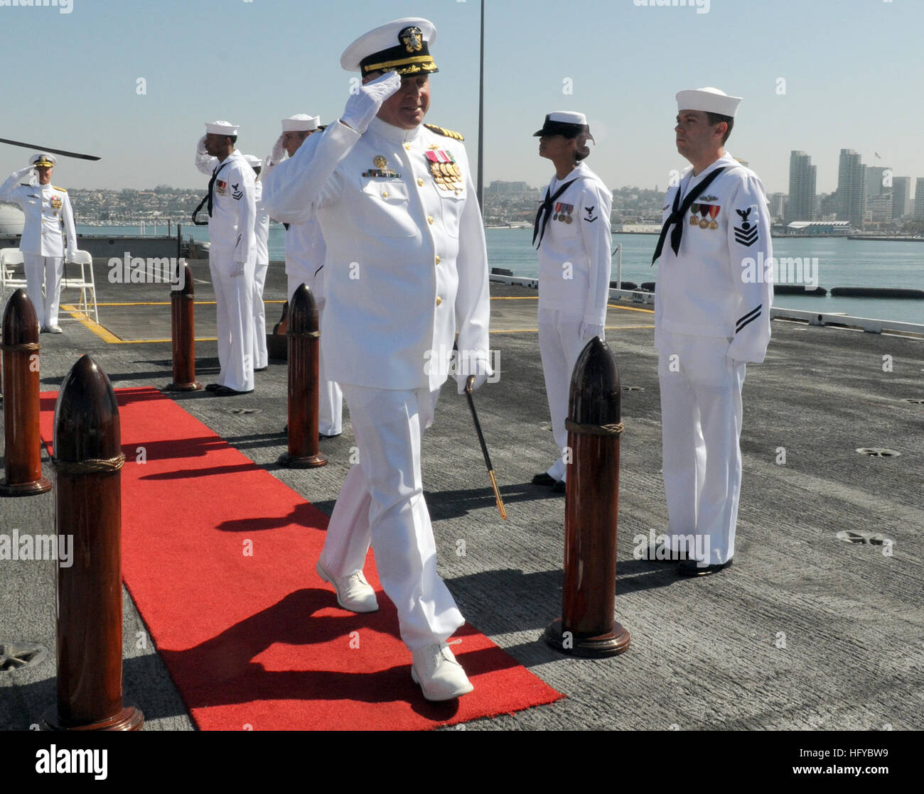 Capt. Kenneth J. Norton passes through the side boys at the beginning ...
