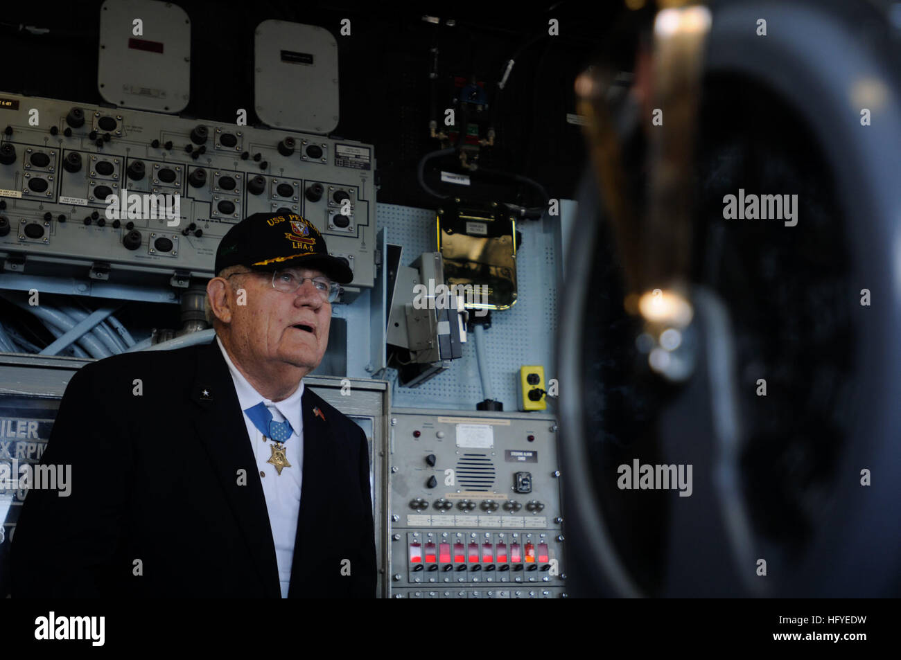 Retired Army Reserve Capt. Arthur J. Jackson tours the bridge of the ...