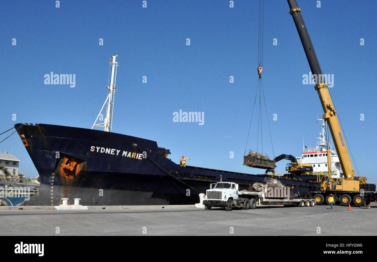 The cargo ship MV Sydney Marie loads approximately 18,000 cubic tons of ...