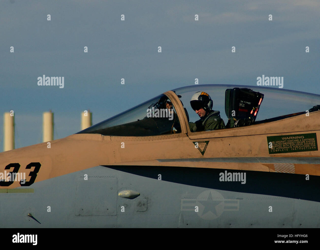 A student completes combat systems checks in an F/A-18C Hornet at the ...