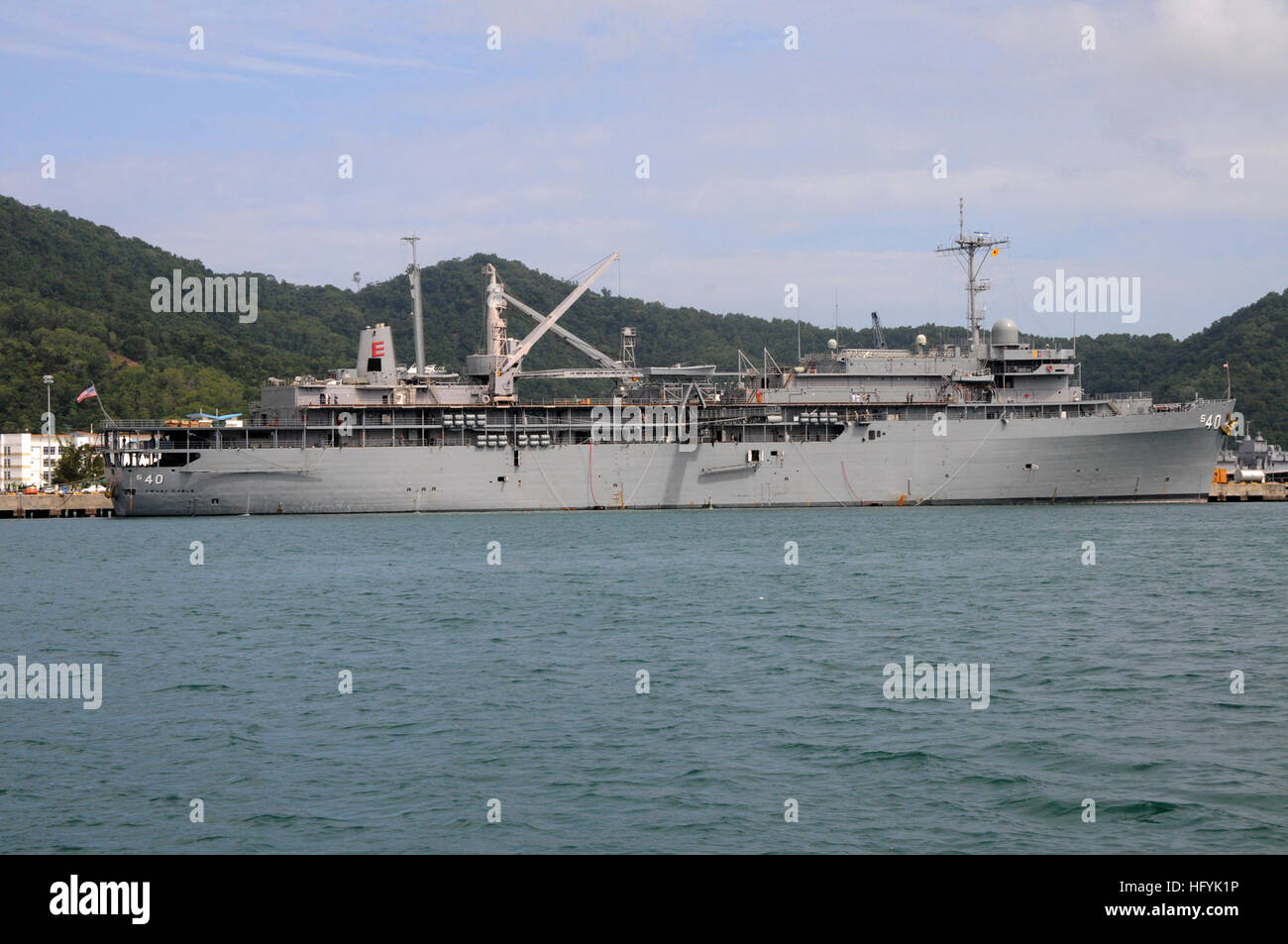 The submarine tender USS Frank Cable is moored in her first foreign ...
