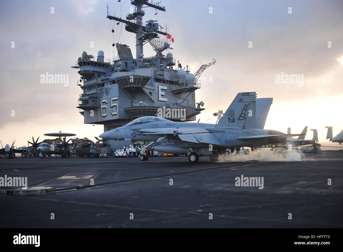 An F/A-18F Super Hornet assigned to the Red Rippers of Strike Fighter ...