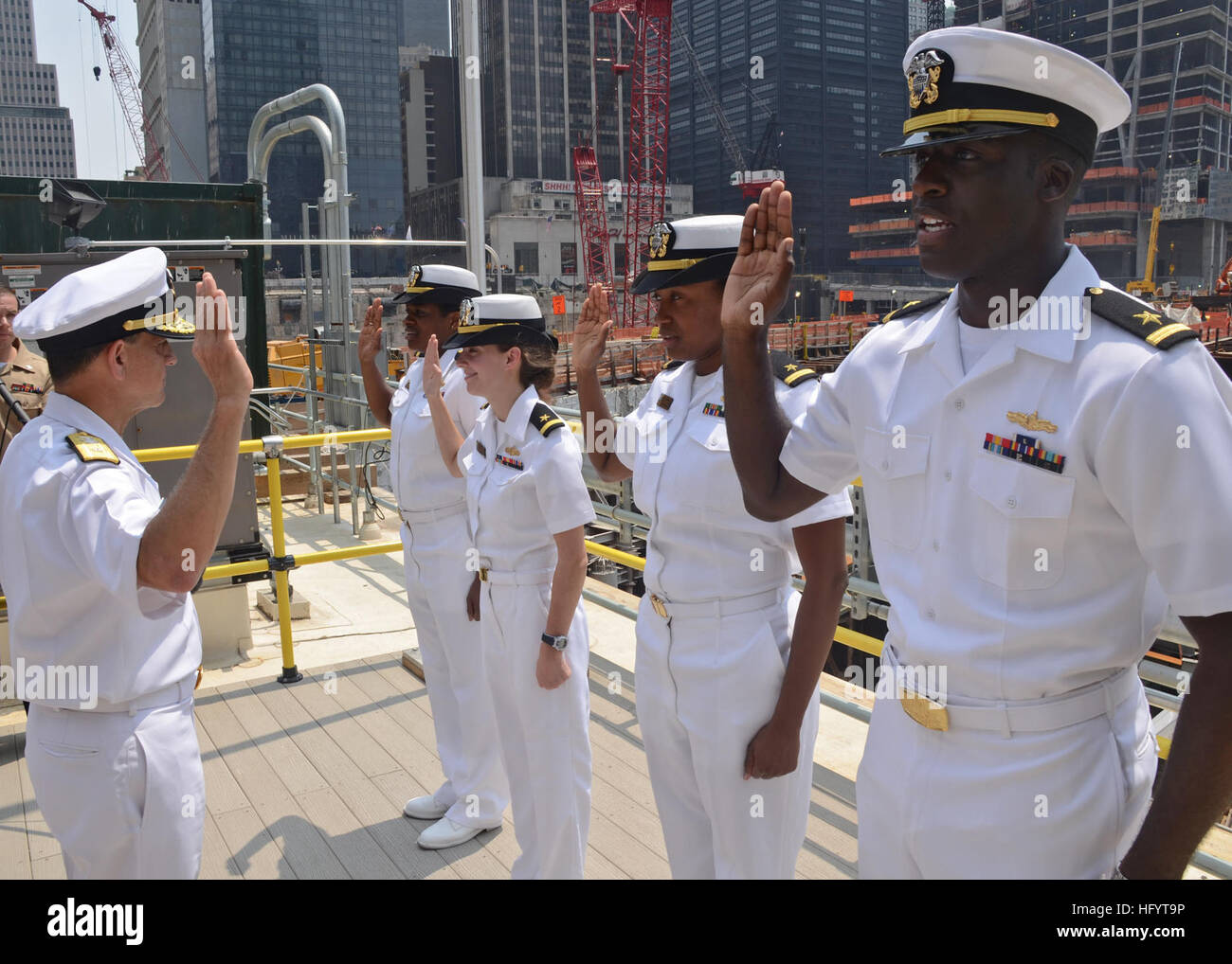 USS Iwo Jima (LHD 7) promotes junior officers during Fleet Week New ...