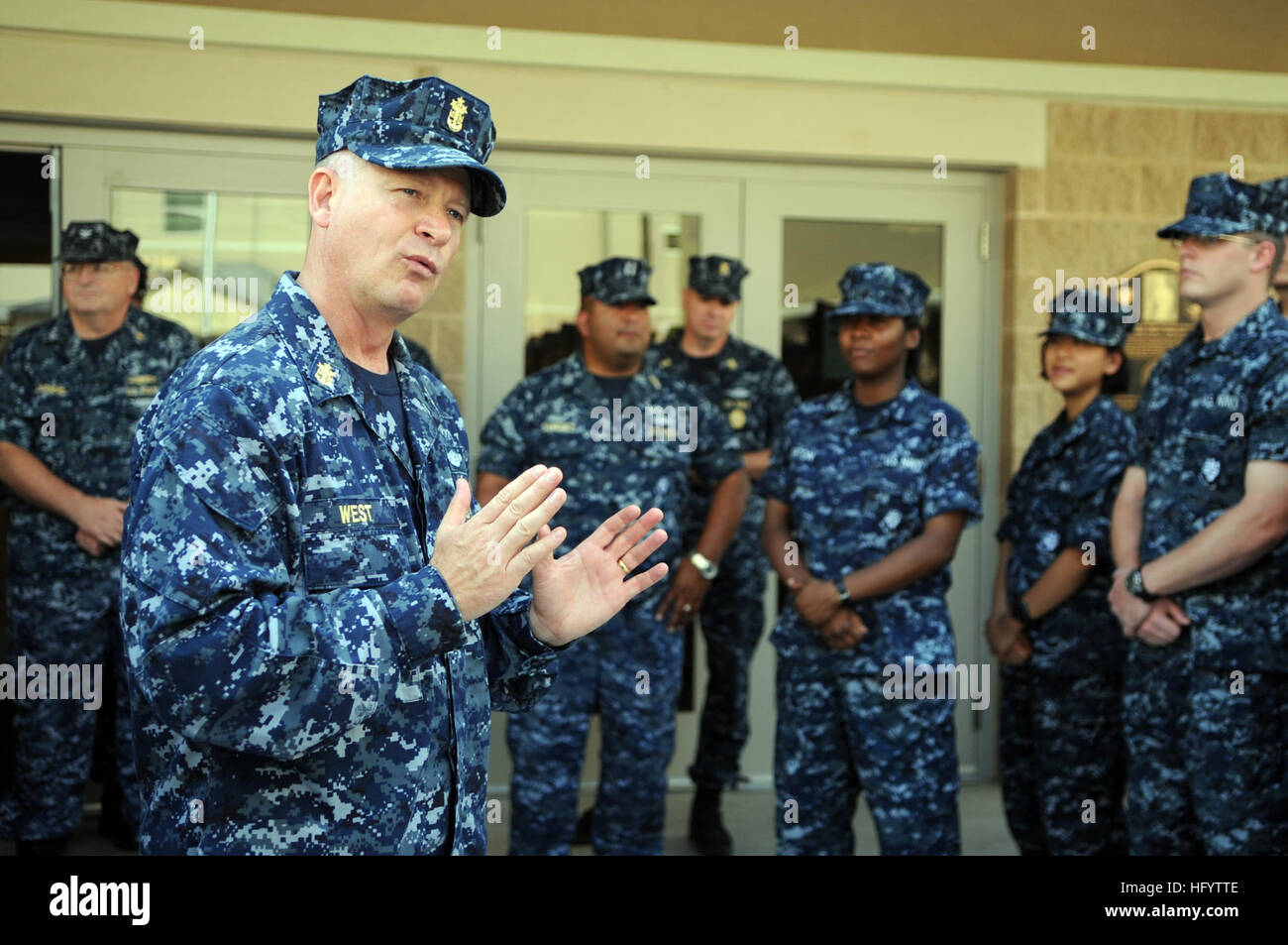 A senior Navy official speaks with students at the Navy Medicine ...