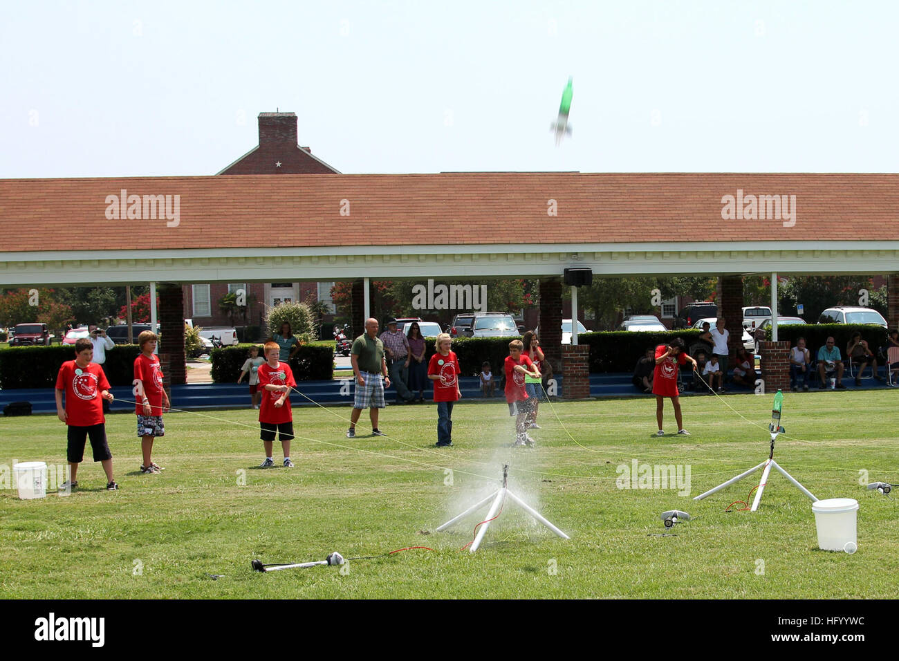 Students at Starbase-Atlantis Academy camp launch air-water rockets ...