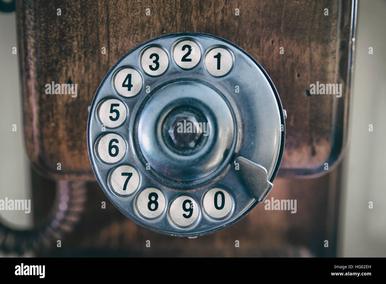 Close-up disk with numbers on retro telephone. Horizontal indoors shot ...