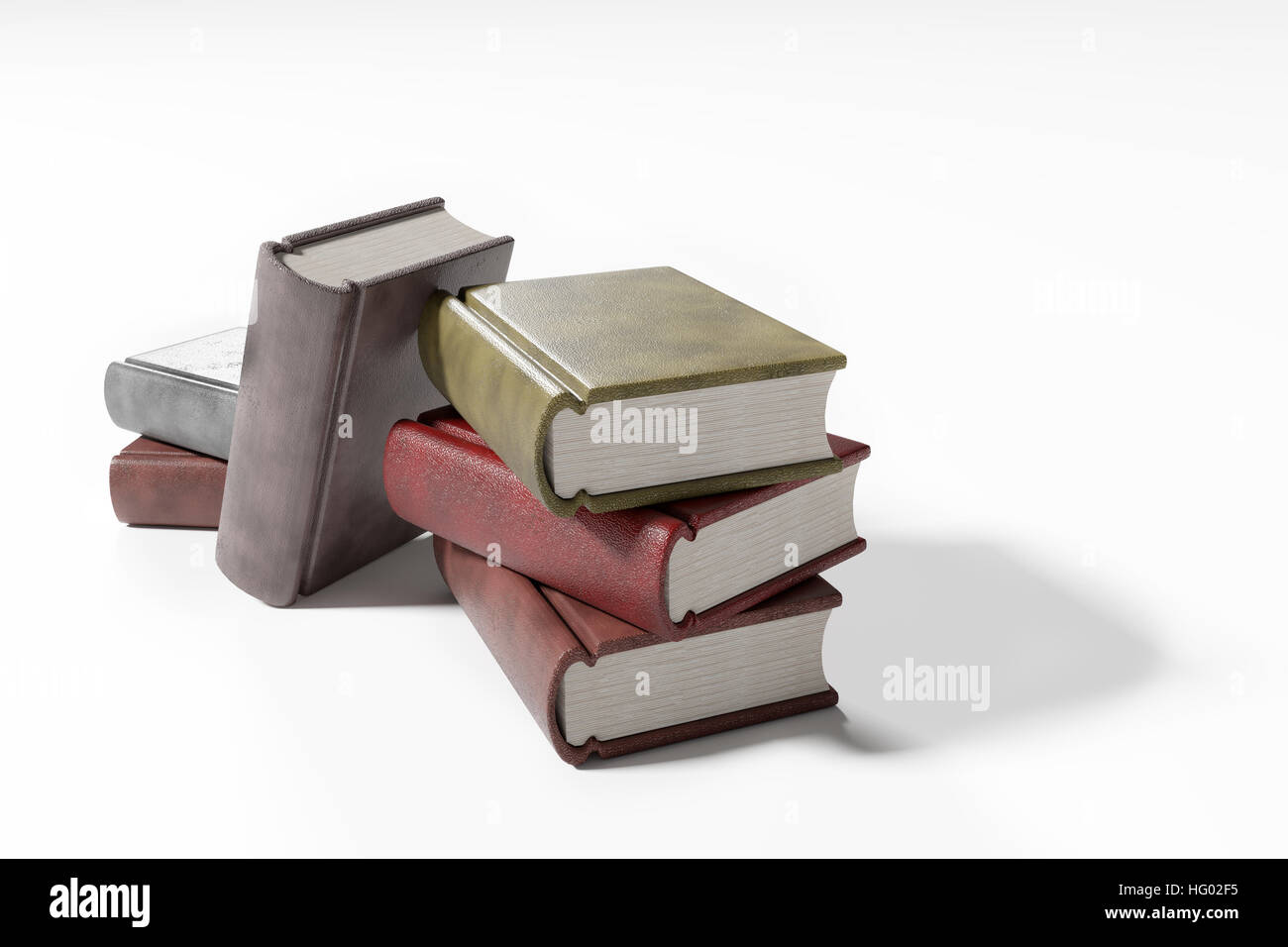 3d rendering of six thick books piled on white background Stock Photo ...