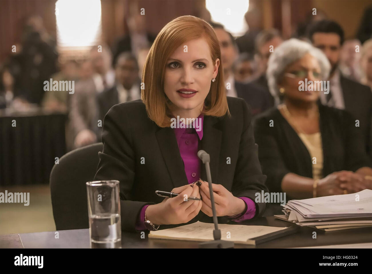 MISS SLOANE 2016 Transfilm production with Jessica Chastain Stock Photo ...