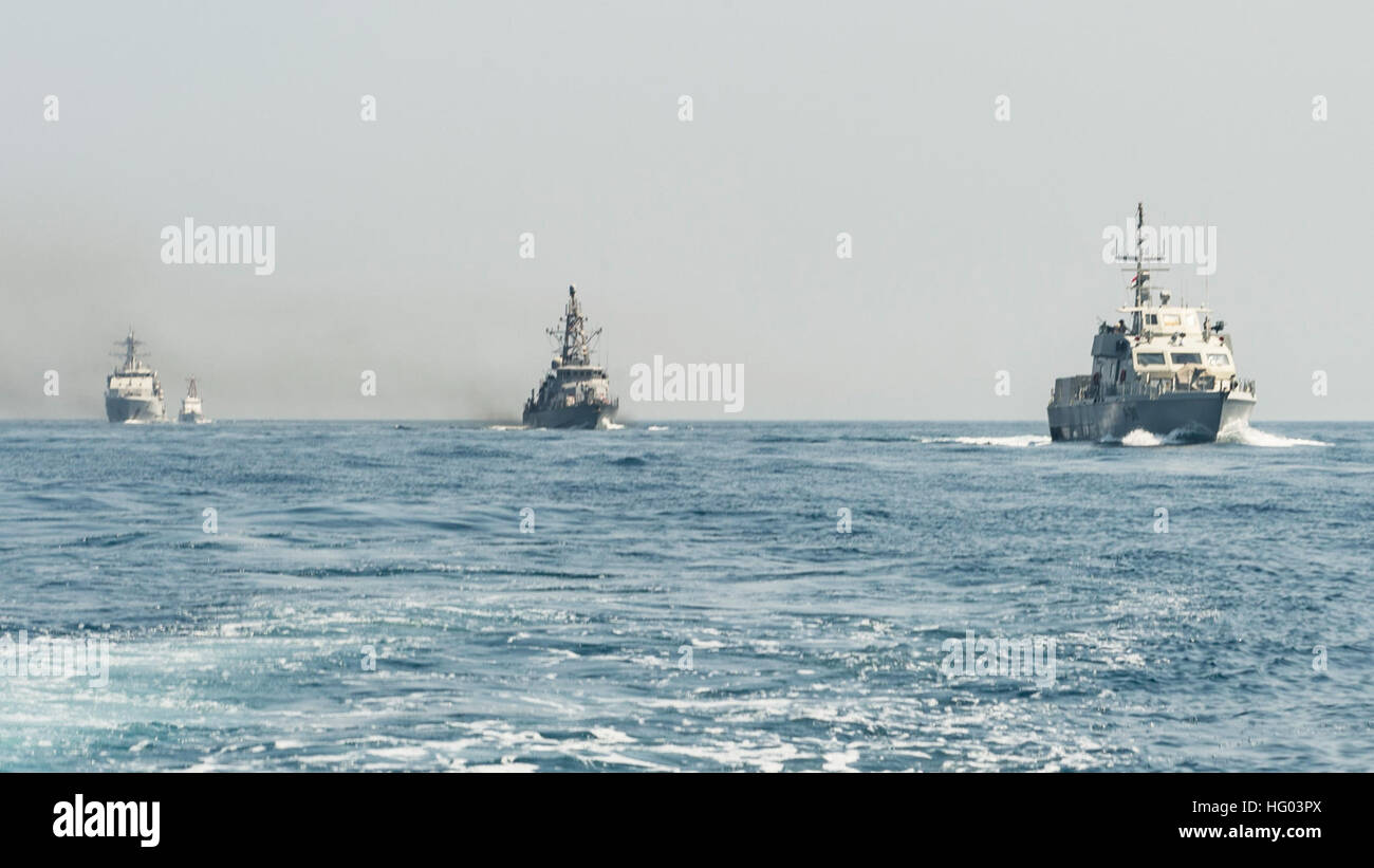 160815-N-GP524-146 ARABIAN GULF (Aug. 15, 2016) From left rear to right ...