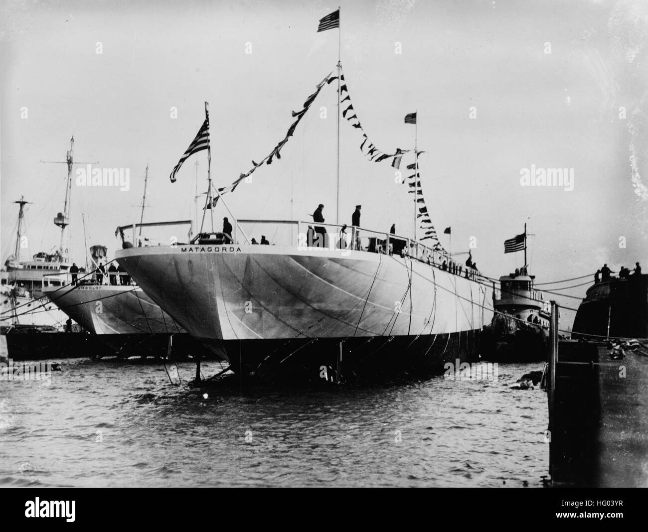 USS Matagorda after launching, 18 March 1941 Stock Photo - Alamy